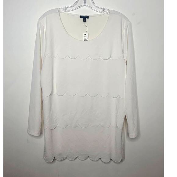 Talbots | Tops | Nwt Talbots Creamy White Scallop Tiered Long Sleeve ...